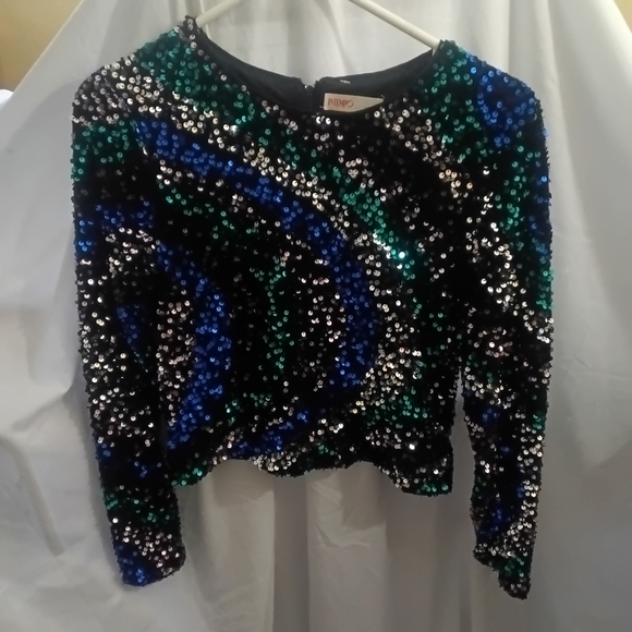 Intempo | Tops | New Ladies Intempo Sequin Black Silver Blue Green Long ...